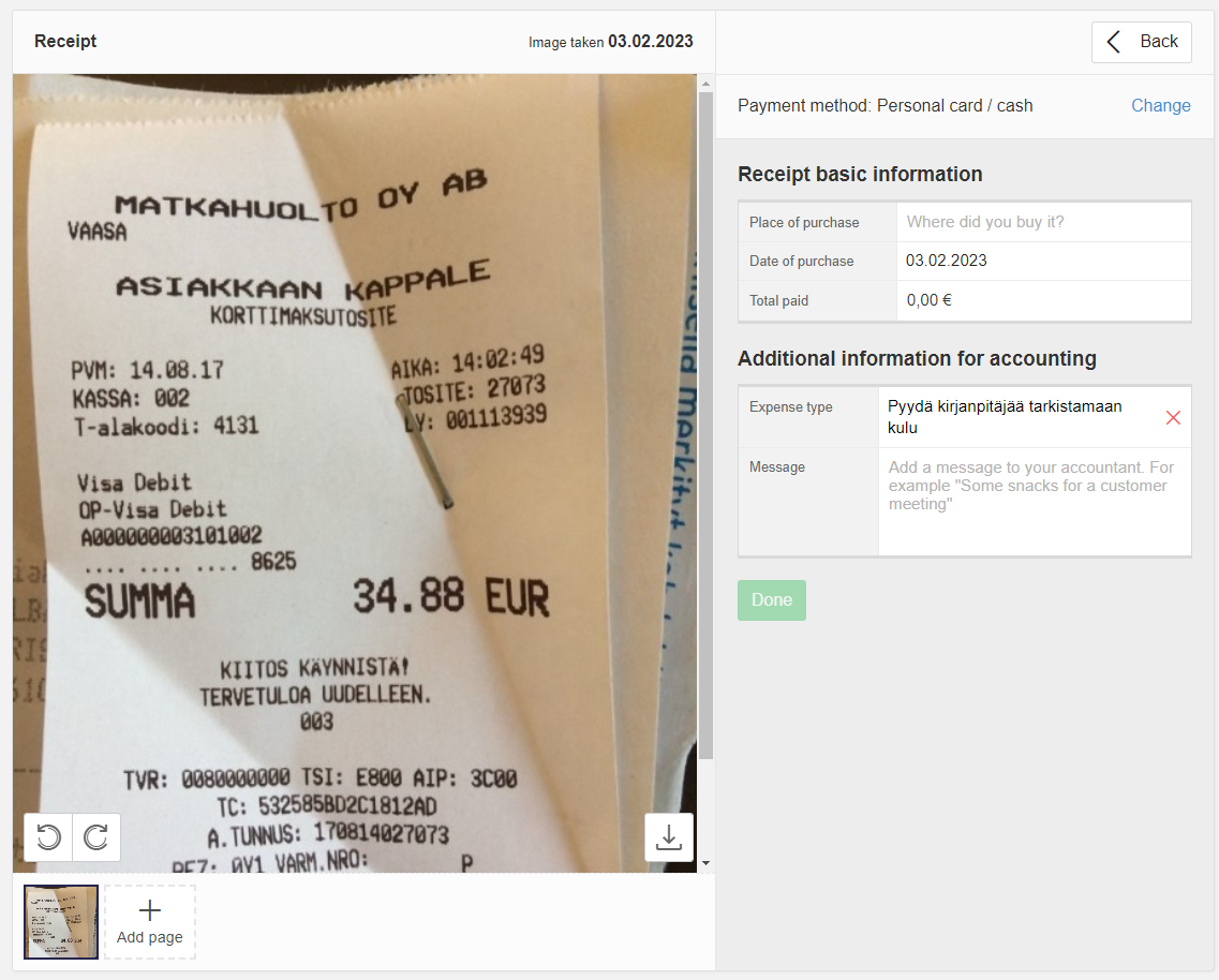 Handling personal transfers – Procountor Solo