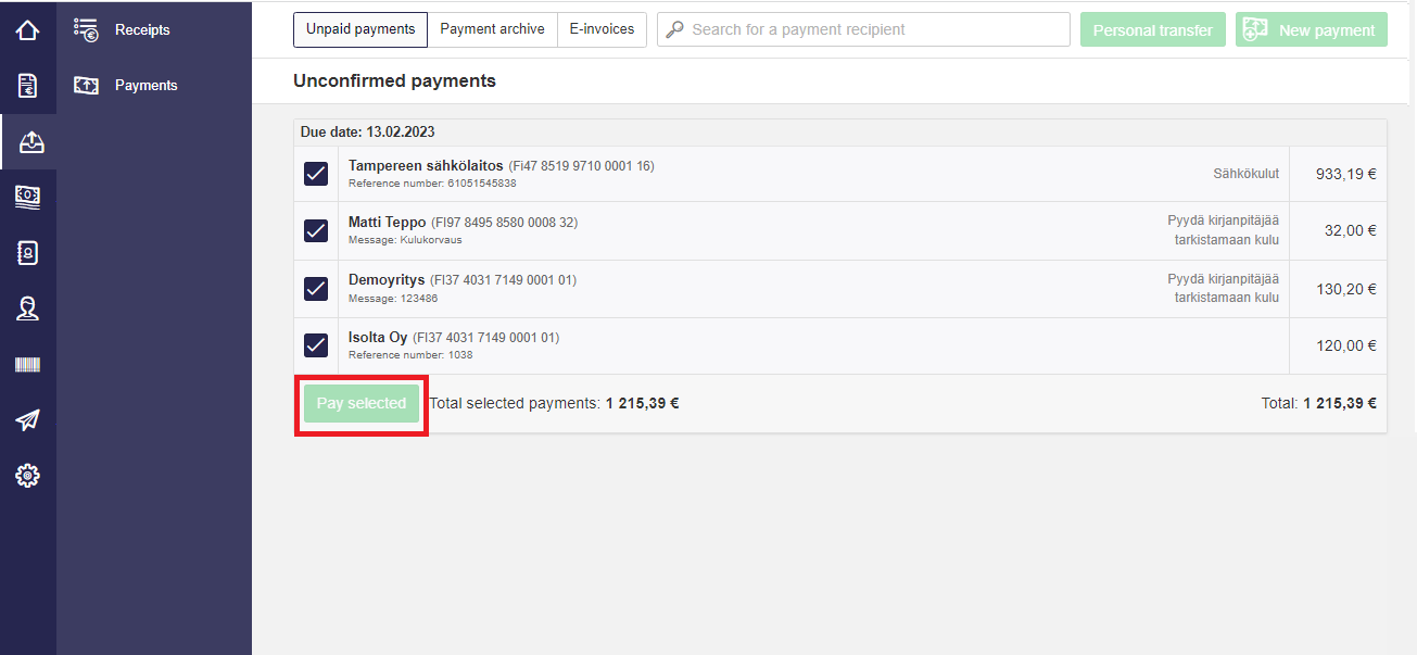 How to make payments or cancel/delete payments in Solo? – Procountor Solo